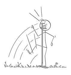 Cartoon young farmer holding rake Royalty Free Vector Image