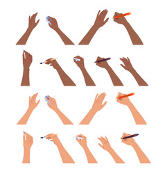 Hands writing with pencils on a4 paper Royalty Free Vector