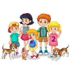 Happy family with their pets in cartoon style Vector Image