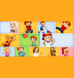 Children characters in different actions Vector Image