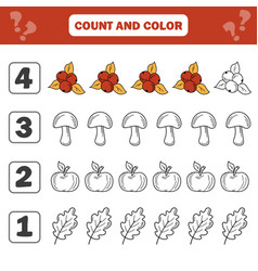 Mathematics worksheet for kids count and color Vector Image