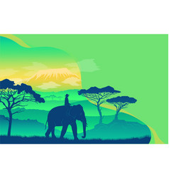 African savanna landscape at sunset animals plants