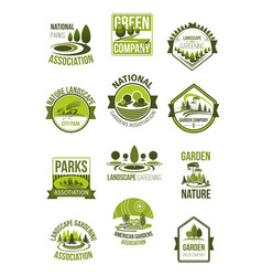 Forest public park and garden landscapes icons Vector Image