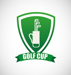 Golf club retro icon with cup balls and clubs Vector Image