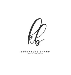 K b kb initial letter handwriting and signature Vector Image