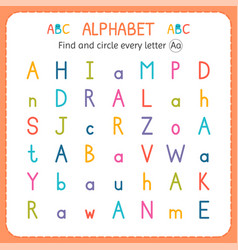 Find and circle every letter o worksheet for Vector Image