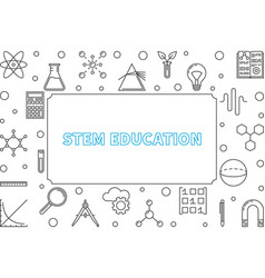 Stem education outline horizontal frame Royalty Free Vector