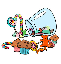 Funny candy cartoon characters group Royalty Free Vector