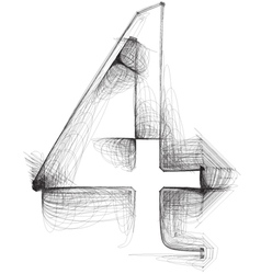 Sketch font Number 4 Royalty Free Vector Image