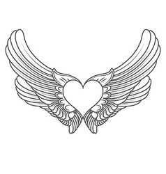 Vintage angel heart with wings Royalty Free Vector Image