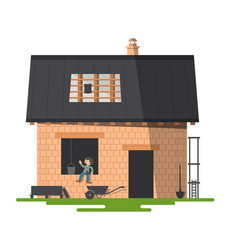 Cartoon building new home Royalty Free Vector Image