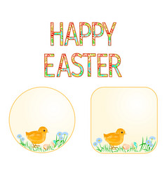 Buttons happy easter easter chicks Royalty Free Vector Image