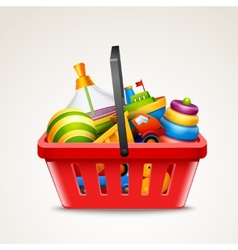 Toys in shopping basket Royalty Free Vector Image