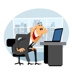 Cartoon smiling man or businessman typing Vector Image