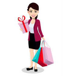 Business woman in office style clothes showing Vector Image