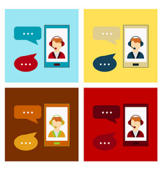 Phone call button on smartphone screen hand Vector Image