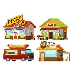 Cartoon storefronts set Royalty Free Vector Image