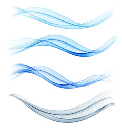 Set blue abstract wave design element Royalty Free Vector
