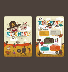Kids menu frame children chefs cook with cutting Vector Image