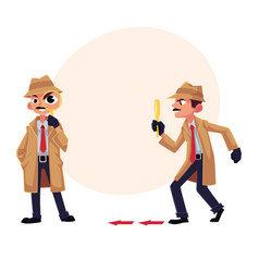 Detective character following tiptoeing after Vector Image