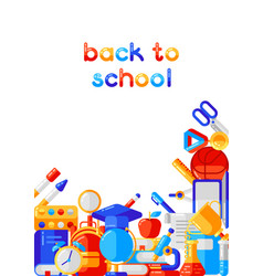Border template with many school objects Vector Image