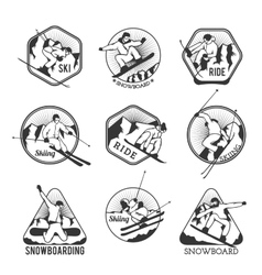 Set of vintage skiing labels and design elements Vector Image