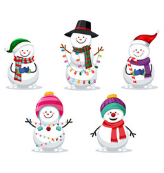 Snowman wearing christmas hat Royalty Free Vector Image