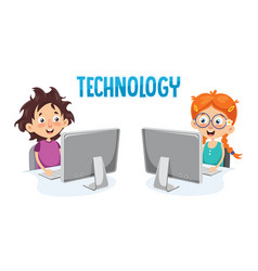 Kid with computer Royalty Free Vector Image - VectorStock