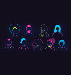 Neon profile pictures faceless avatars Royalty Free Vector