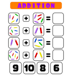 Addition of apples a task for children Royalty Free Vector