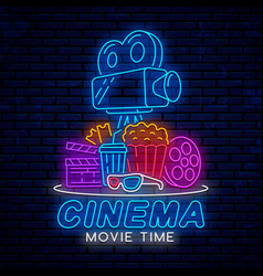 Neon sign for movie theater Royalty Free Vector Image
