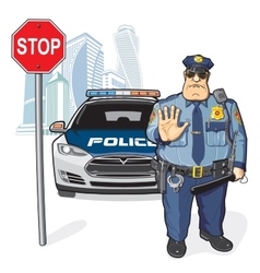 Police officer stop gesture Royalty Free Vector Image