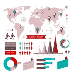 World map and different charts Royalty Free Vector Image