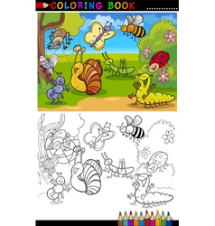 Insects animal characters coloring book Royalty Free Vector