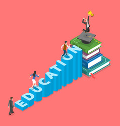 Graduation flat isometric concept Royalty Free Vector Image
