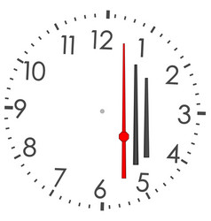 Clock face with red second hand Royalty Free Vector Image