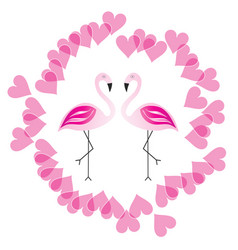 Two flamingos in love Royalty Free Vector Image