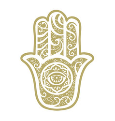 Hamsa hand and ethnic ornament tribal style symbol