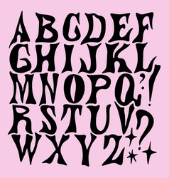 Hippie bohemian groovy postmodern funky font Vector Image