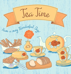 Tea time card Royalty Free Vector Image - VectorStock