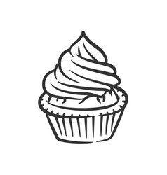 Cupcake line art hand drawn style doodle drawing Vector Image