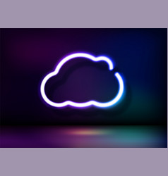 Cloud and lightning neon icon glowing Royalty Free Vector
