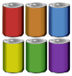 Aluminum cans in six different colors Royalty Free Vector