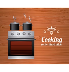 Kitchen pot with stove Royalty Free Vector Image