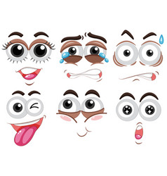 Six set of human face with different emotions Vector Image
