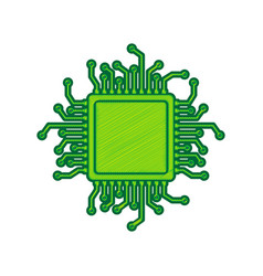 Cpu microprocessor sticker style icon Royalty Free Vector
