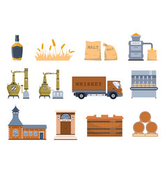 Whiskey making flat infographics Royalty Free Vector Image