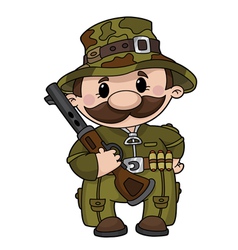 Two happy hunters stand with weapons Royalty Free Vector