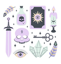 High detailed black magic supplies set Royalty Free Vector