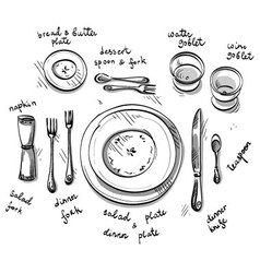 Cutlery on dining table Royalty Free Vector Image